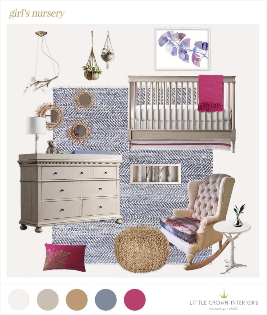 blue-pink-girl-nursery-edesign - Little Crown Interiors