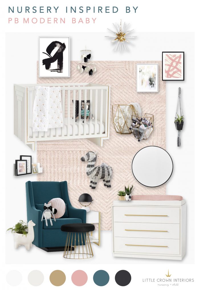 Nursery Design Board Inspired by PB Modern Baby - Little Crown Interiors