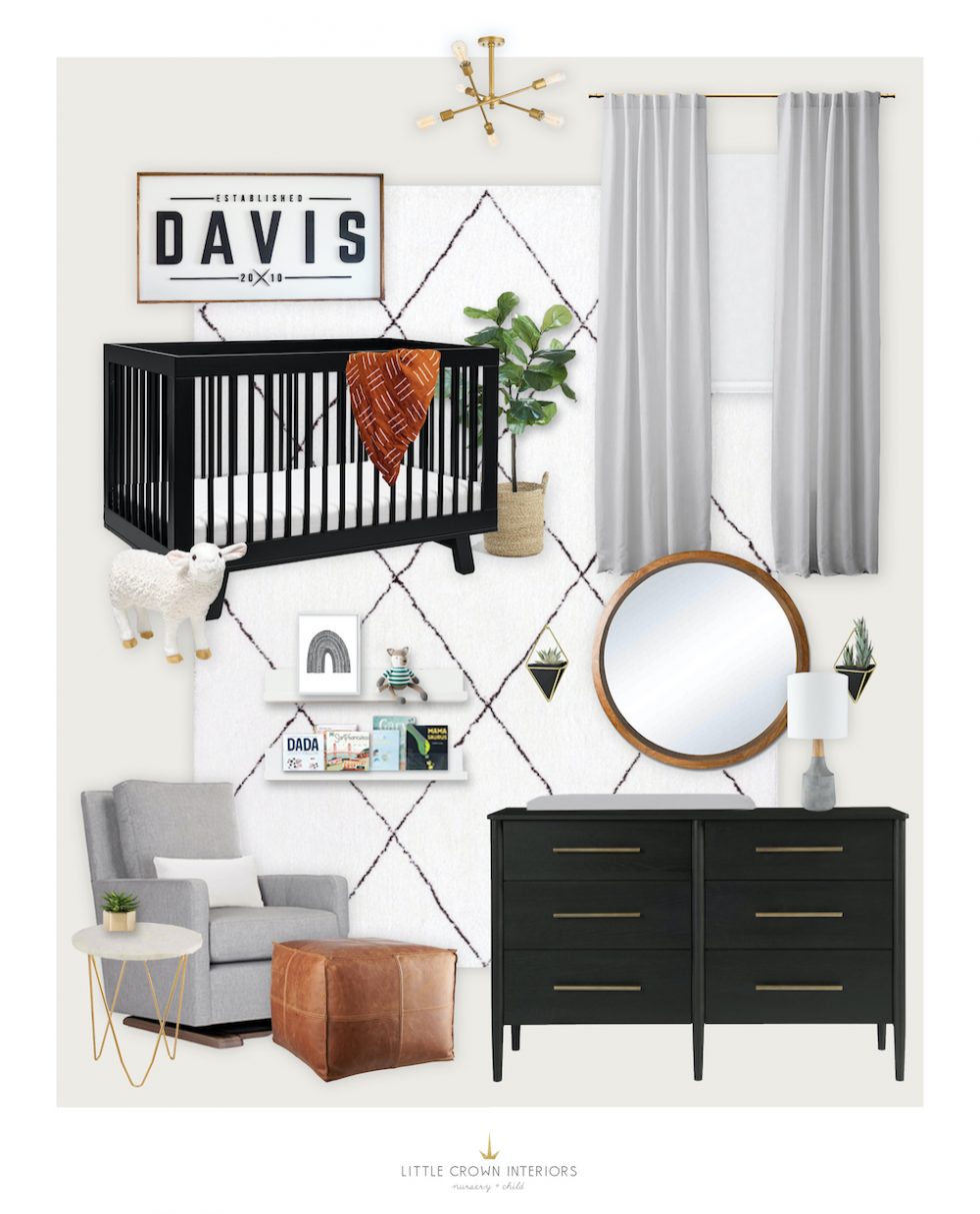 A Gender Neutral Nursery E-Design with Black Accents - Little Crown ...