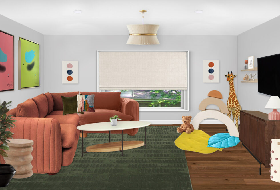 A Colorful and Vibrant Mid Century Modern Playroom - Little Crown Interiors