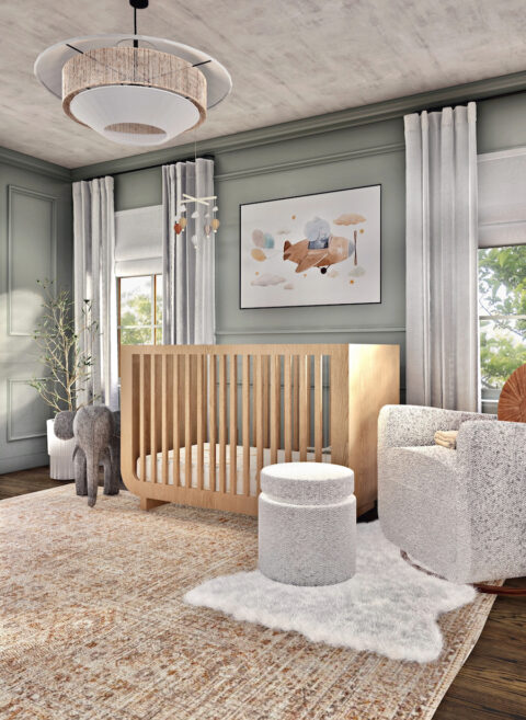 Earthy Gender Neutral Nursery with Panel Molding - Little Crown Interiors