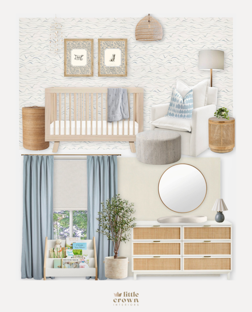 Neutral Virtual Nursery Design with Soft Blue Accents - Little Crown ...