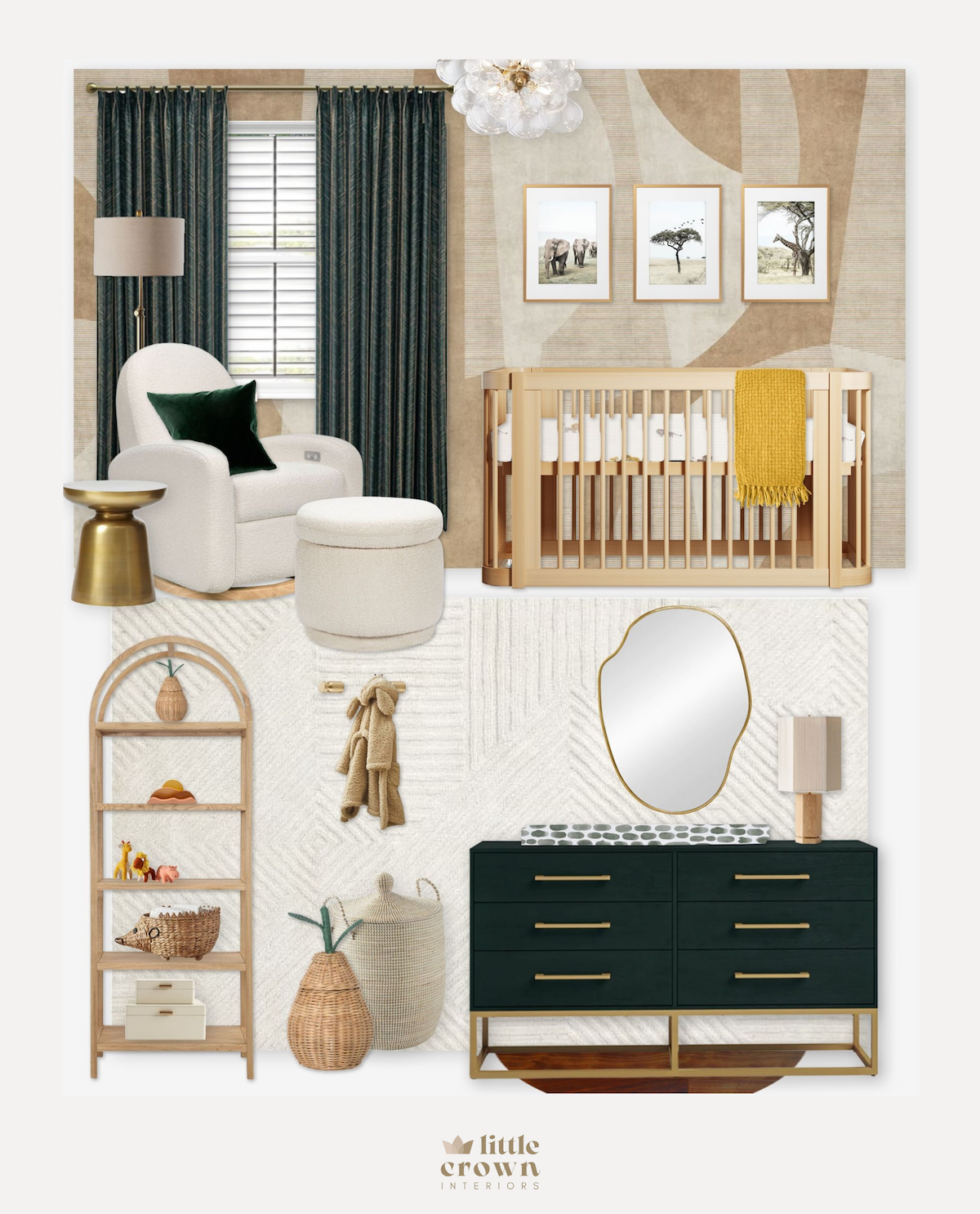 Neutral Safari Nursery Virtual Design with Emerald Accents - Little ...